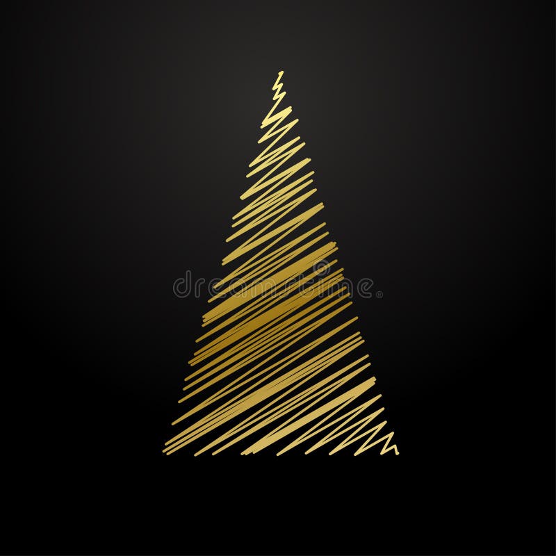 Silhouette of a Christmas Tree with Diagonal Geometric Lines on a Black ...