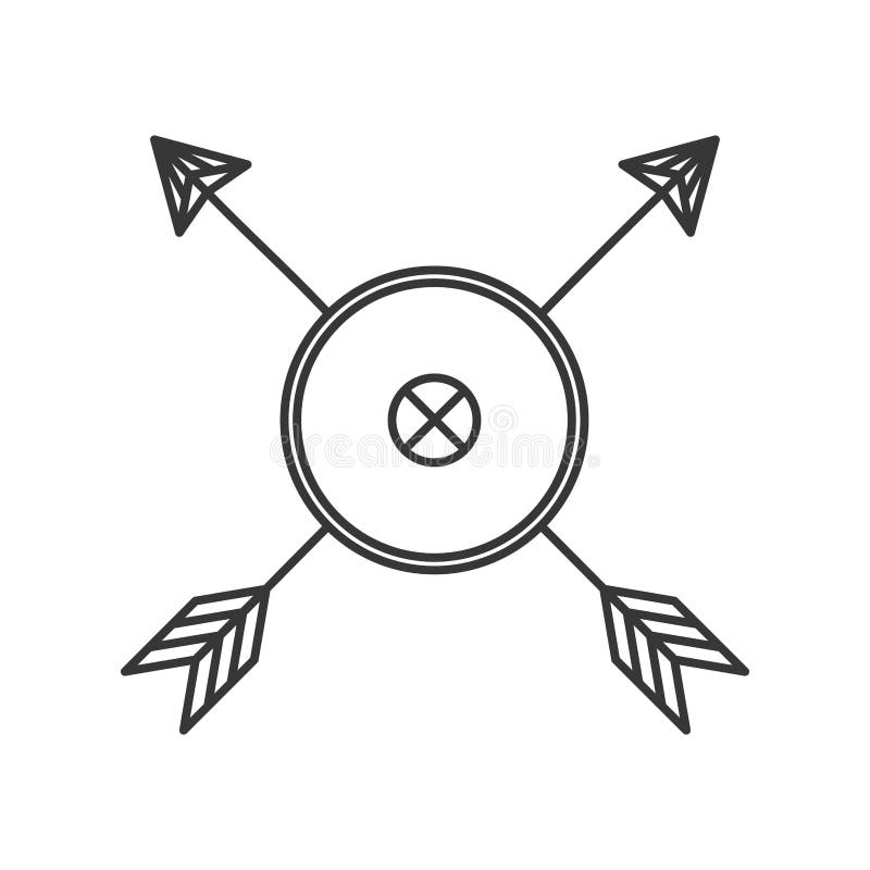 Silhouette with Circle Over Arrows Stock Vector - Illustration of ...