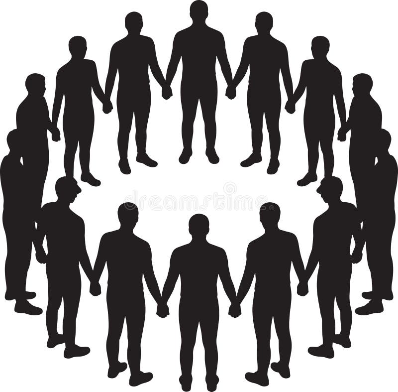 Silhouette Circle of People Holding Hands Symbolizing Unity, Community ...
