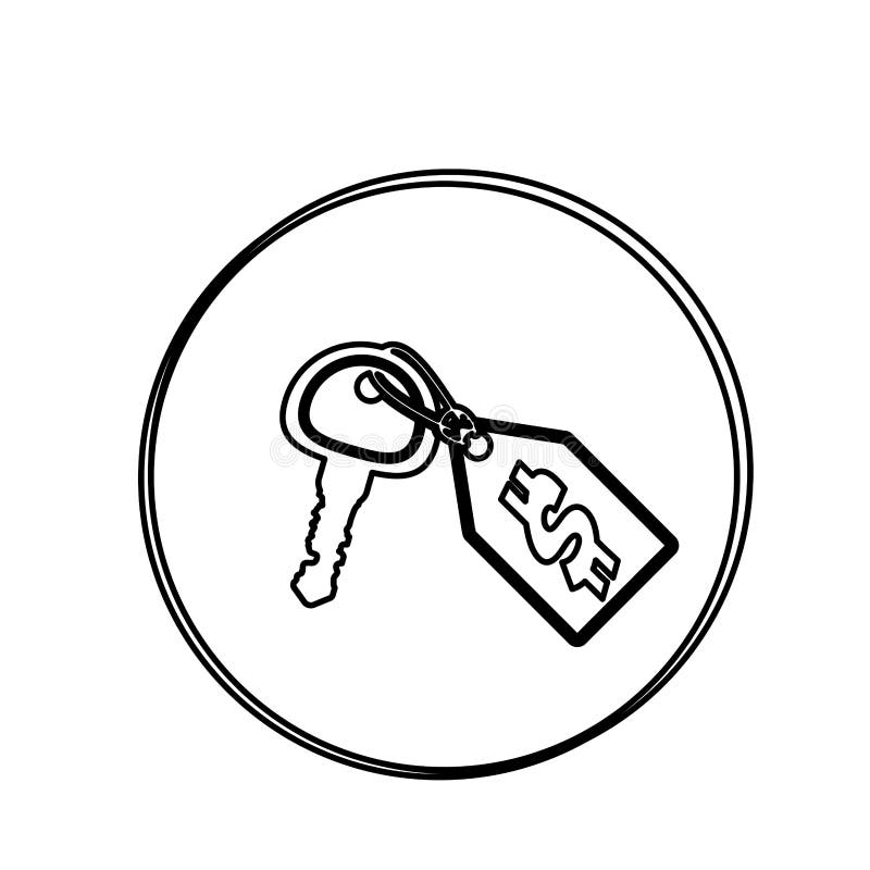 Silhouette Circular Shape with Key and Price Tag Stock Vector ...