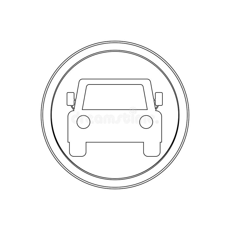Silhouette Circular Shape with Sign of Car Crossing Icon Flat Stock ...