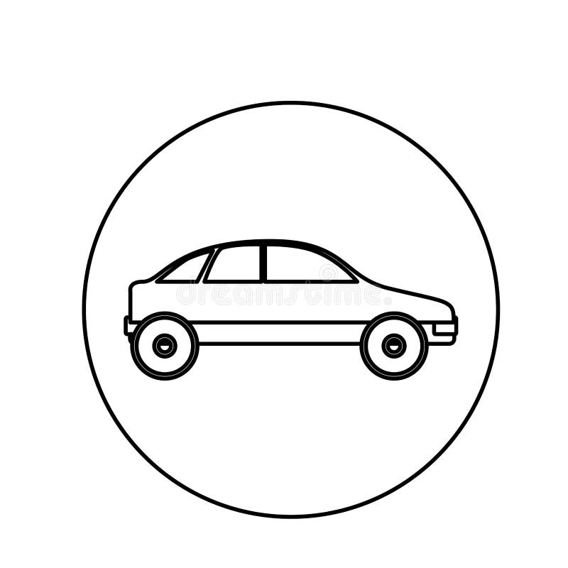 Silhouette Circular Shape with Vehicle Stock Vector - Illustration of ...