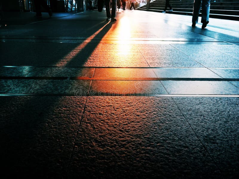 Silhouette in City, Light with Shadow on Ground, City Background, Stock ...