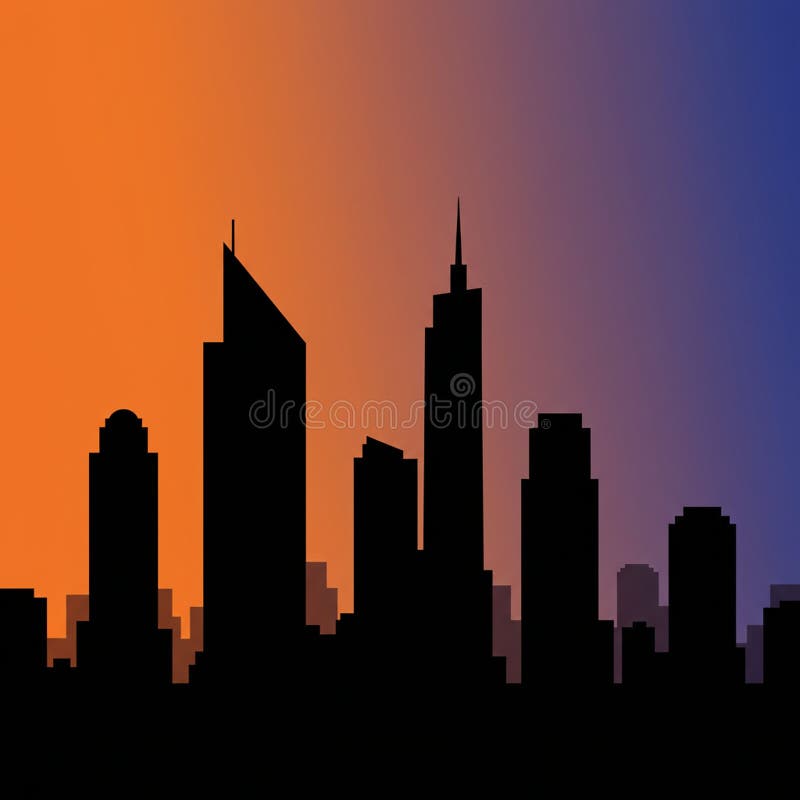 Silhouette of a City Skyline with Diverse, Rectangular Skyscrapers and ...