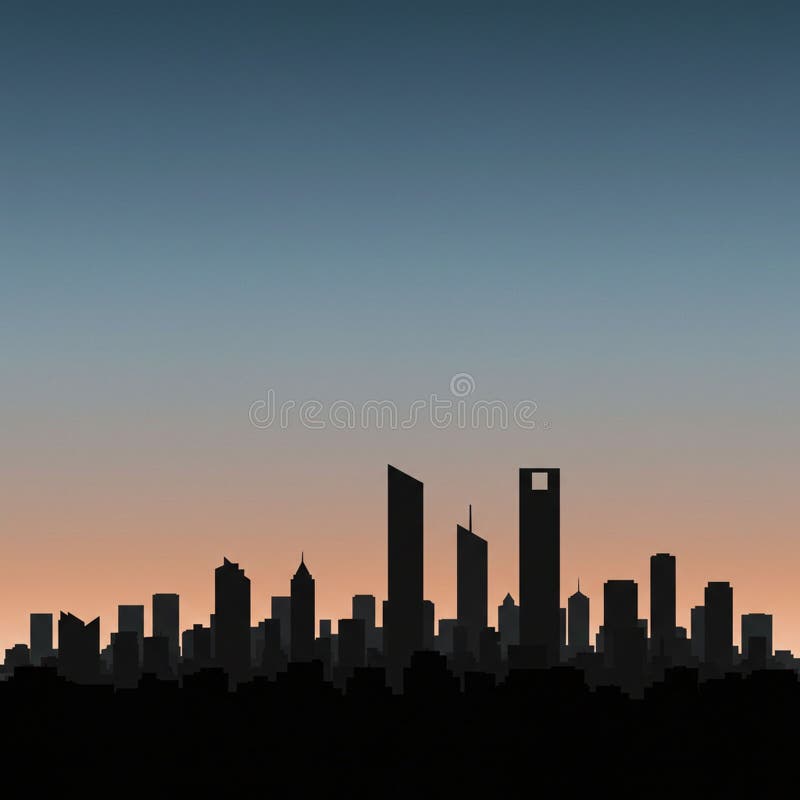 Silhouette of a City Skyline at Dusk, Featuring an Array of Modern High ...