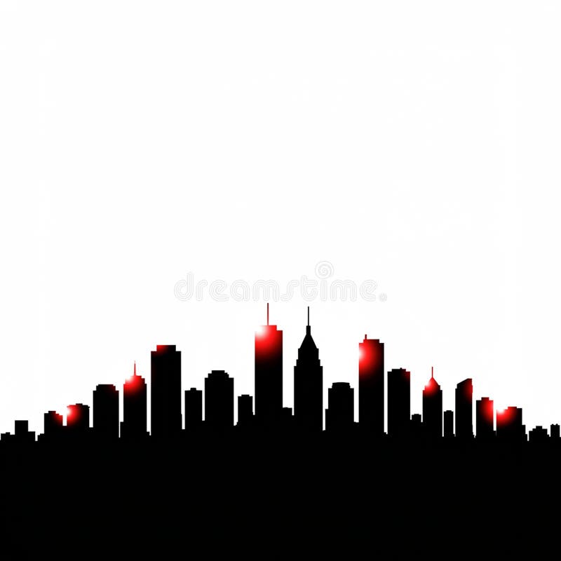 Silhouette of a City Skyline Featuring Various High-rise Buildings with ...