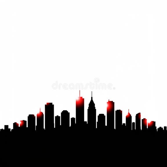 Silhouette of a City Skyline Featuring Various High-rise Buildings with ...