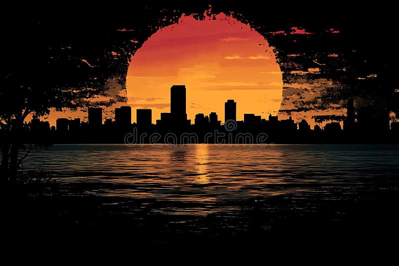 Water Sunset Distressed Stock Illustrations – 157 Water Sunset ...