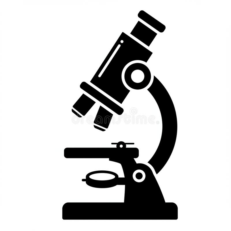Silhouette of a Classic Optical Microscope, Featuring Distinct ...