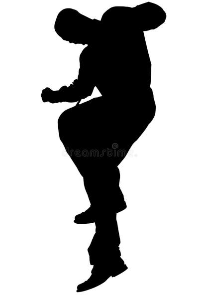 Silhouette with Clipping Path of Man Jumping Stock Illustration ...