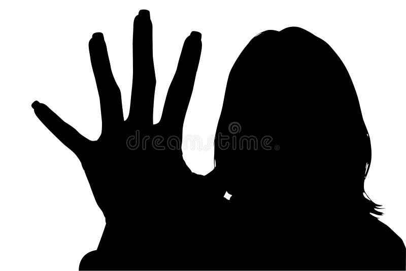 Silhouette with Clipping Path of Woman with Hand Out Stock Illustration ...
