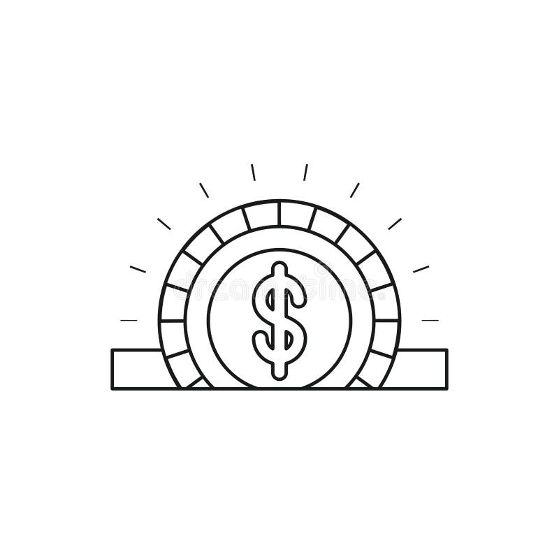 Silhouette Closeup Flat Coin with Dollar Symbol Depositing in ...