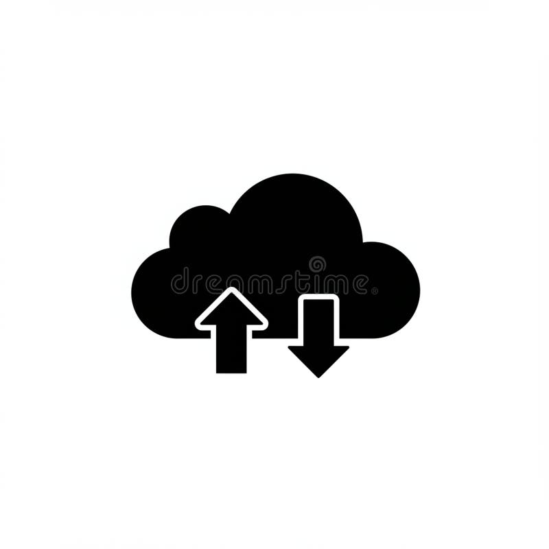 Silhouette of a Cloud Icon with Two Arrows. One Arrow Points Upward, and the Other Stock ...