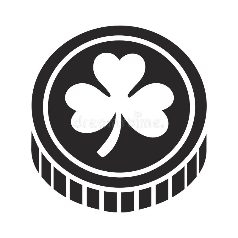 Silhouette of a Coin Featuring a Shamrock, Luck, Wealth, and Irish ...
