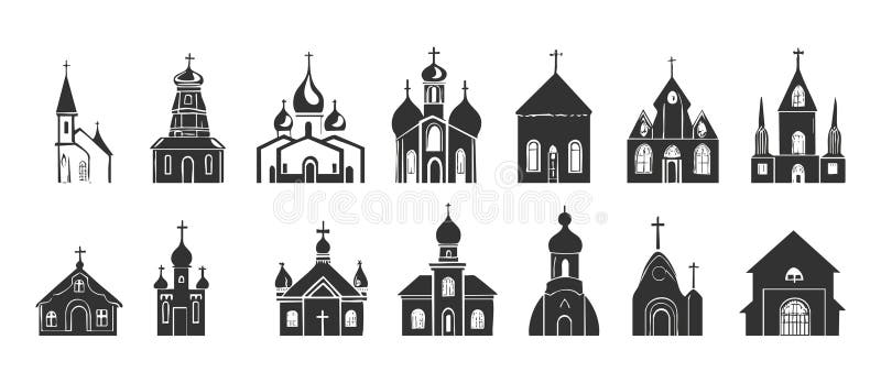 Silhouette Collection of Various Church and Cathedral Architectures ...