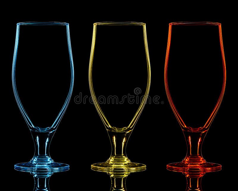 Silhouette of Color Beer Glass on Black Background Stock Photo - Image ...