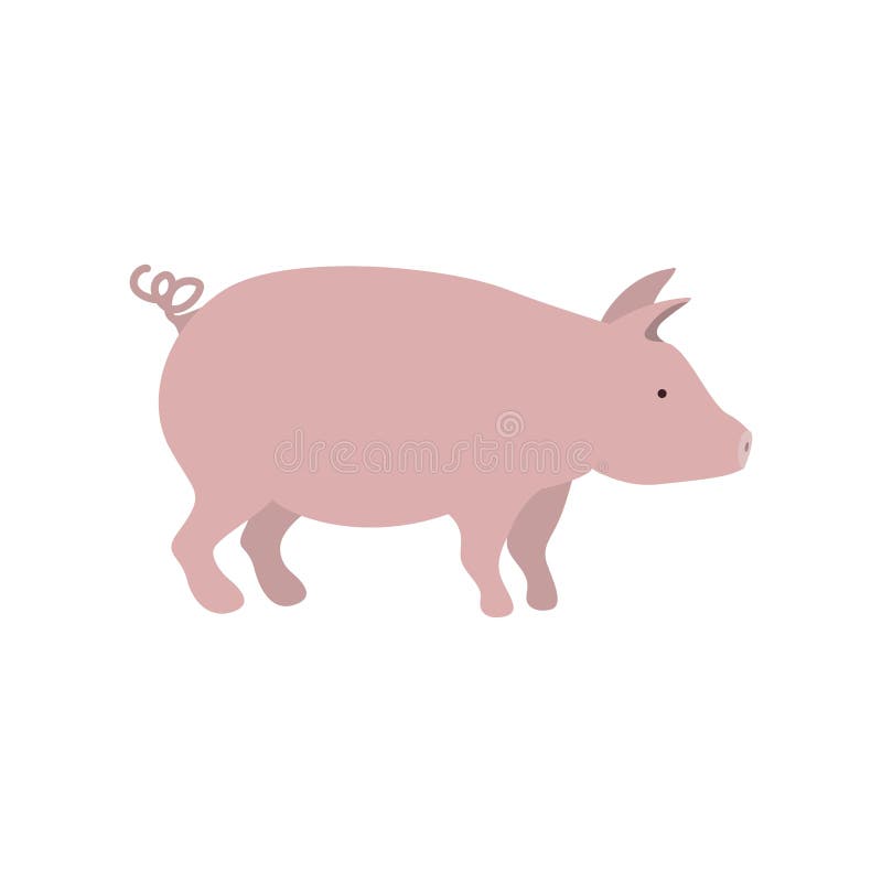 Silhouette Color with Pink Pig Stock Vector - Illustration of mammal ...