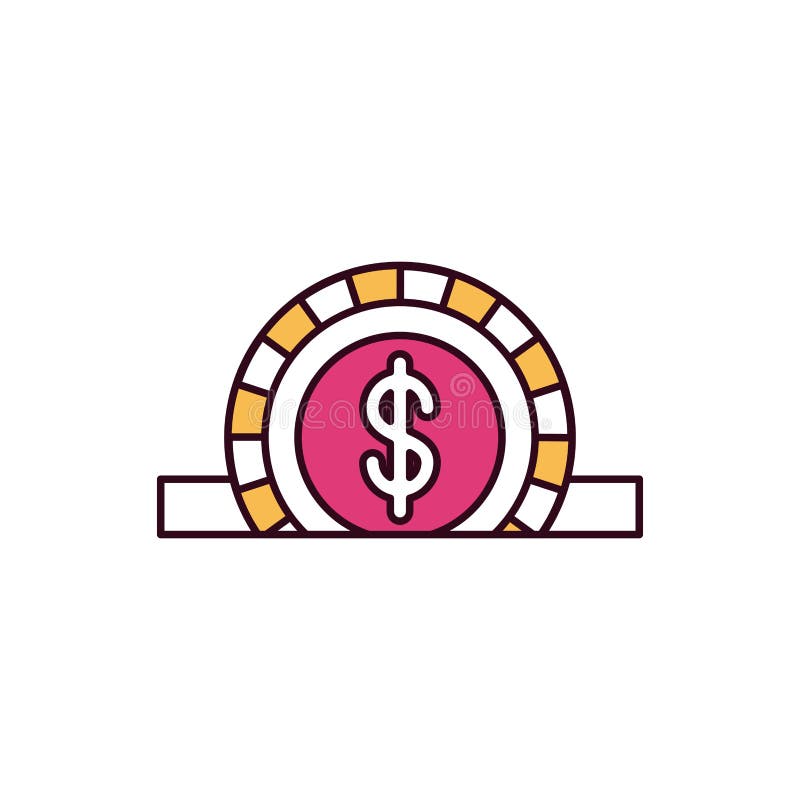 Silhouette Color Sections Closeup Flat Coin with Dollar Symbol ...