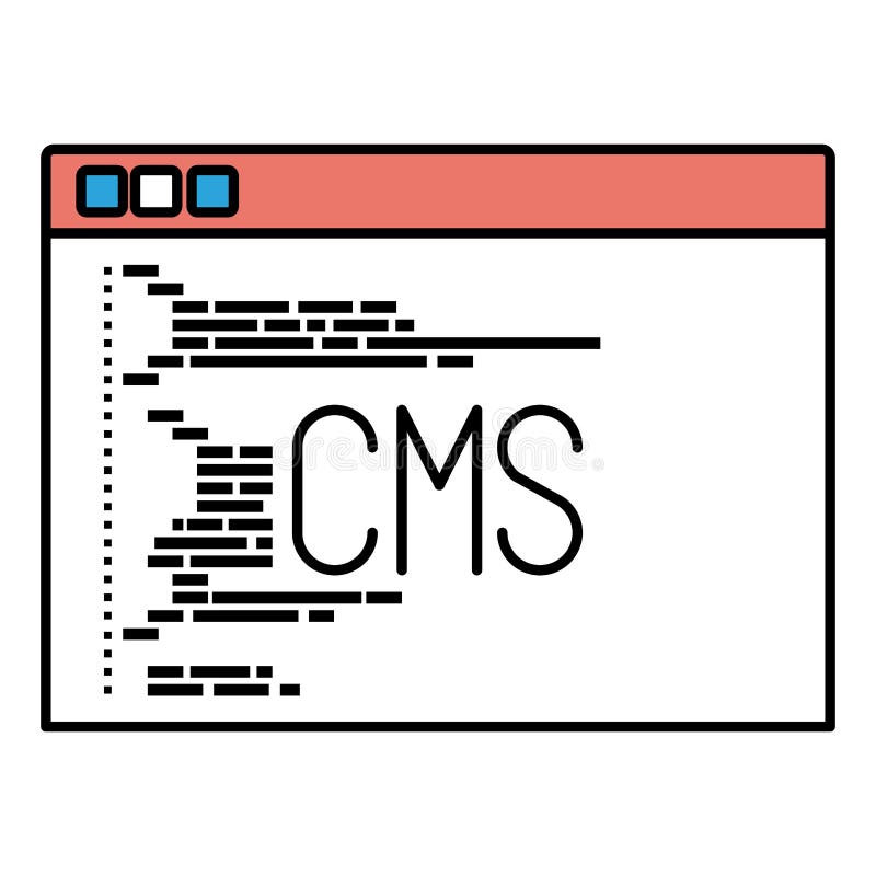 Silhouette Color Sections Of Programming Window With Script Code Cms Stock Vector Illustration