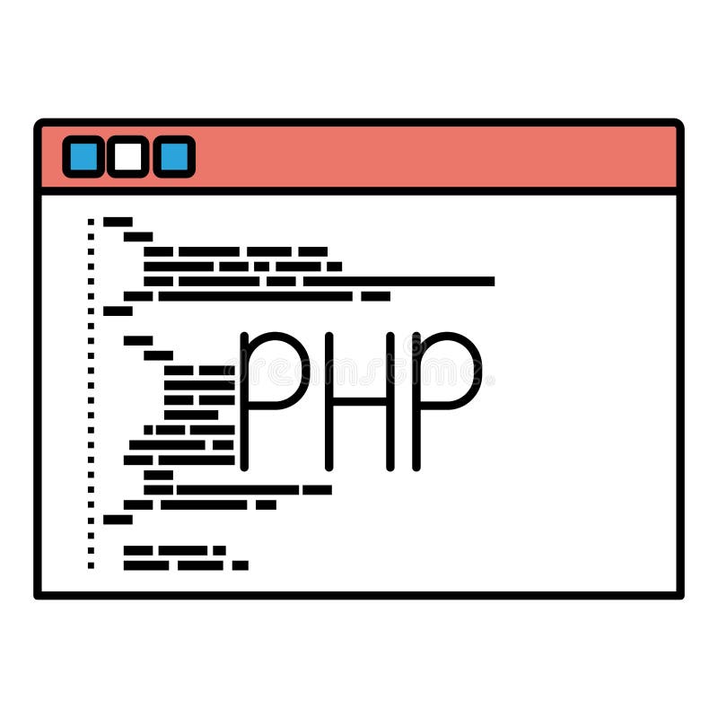 Silhouette Color Sections Of Programming Window With Script Code Php Stock Vector Illustration