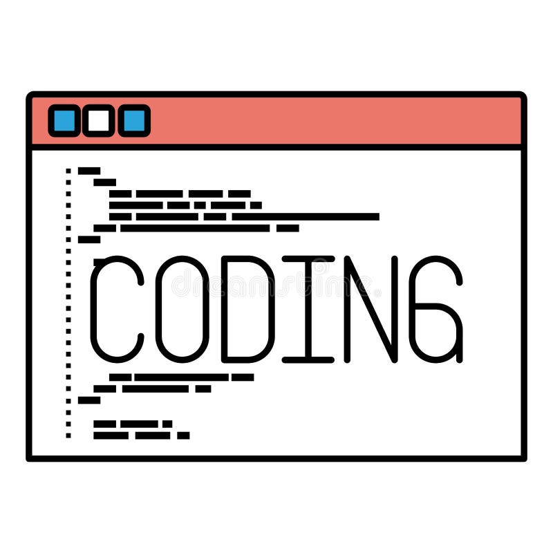 Silhouette Color Sections Of Programming Window With Script Of Coding Stock Vector