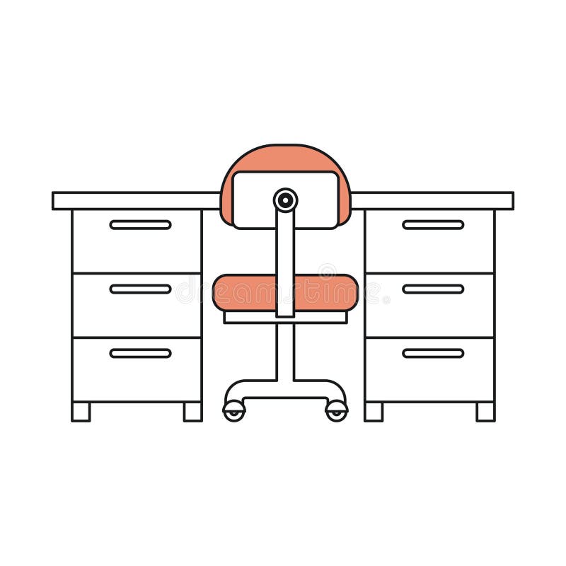 Silhouette Color Sections of Work Place Office Interior Stock Vector ...