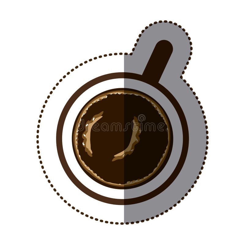 Silhouette Color Sticker with Coffee Cup Top View with Cream Stock ...