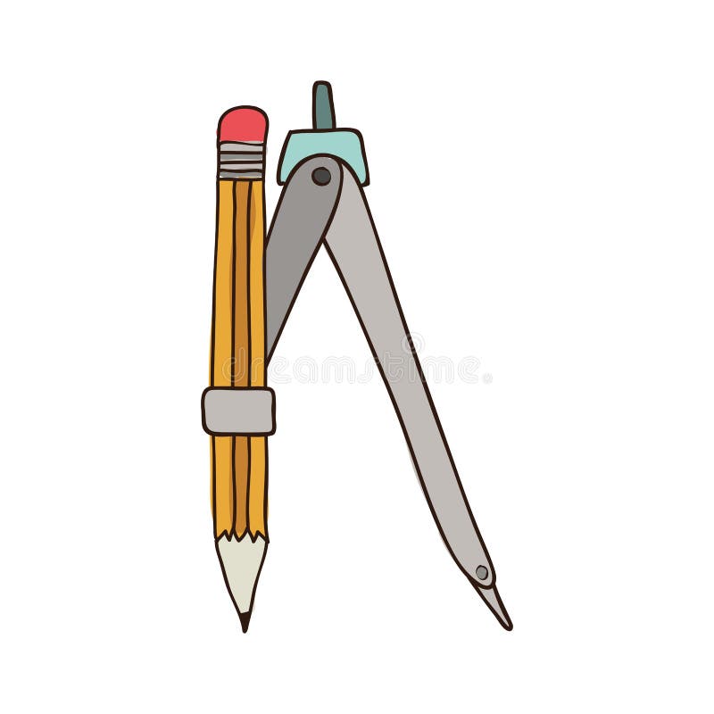 Silhouette Colorful of Compass with Pencil Stock Vector - Illustration ...