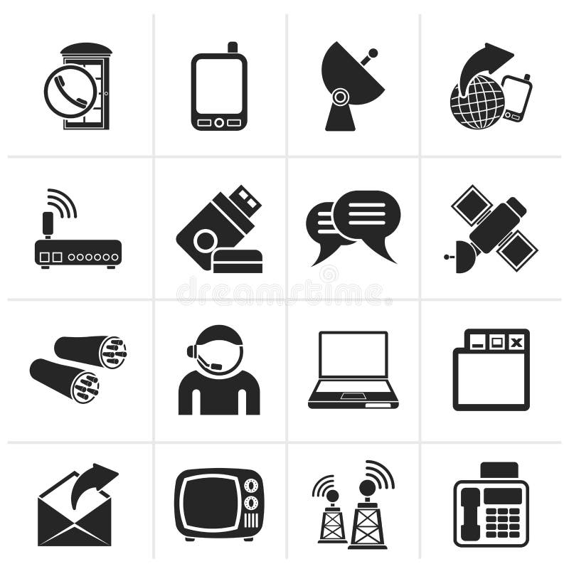 Silhouette Communication Channels and Social Media Icons Stock Vector ...