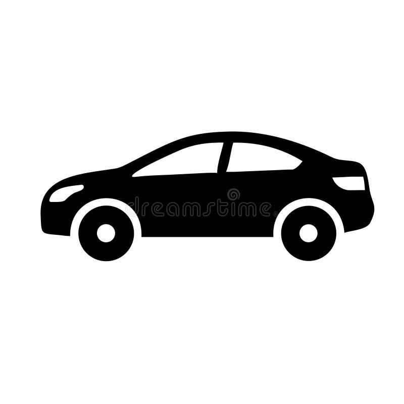 Minimalist Side View Car Silhouette Black Sedan Outline Vector Icon ...