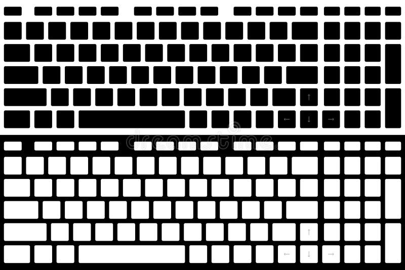 Silhouette Computer Keyboard Vector Isolated. Black and White Version ...