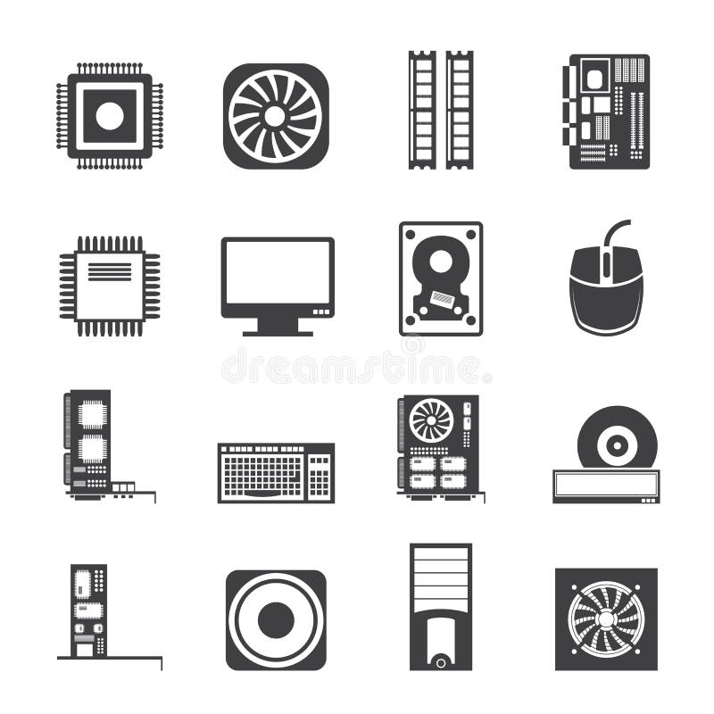 Silhouette Computer and Website Icons Stock Vector - Illustration of ...