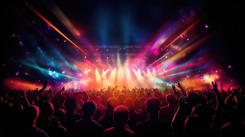 Silhouette of Concert Crowd in Front of Bright Stage Lights Stock Image ...