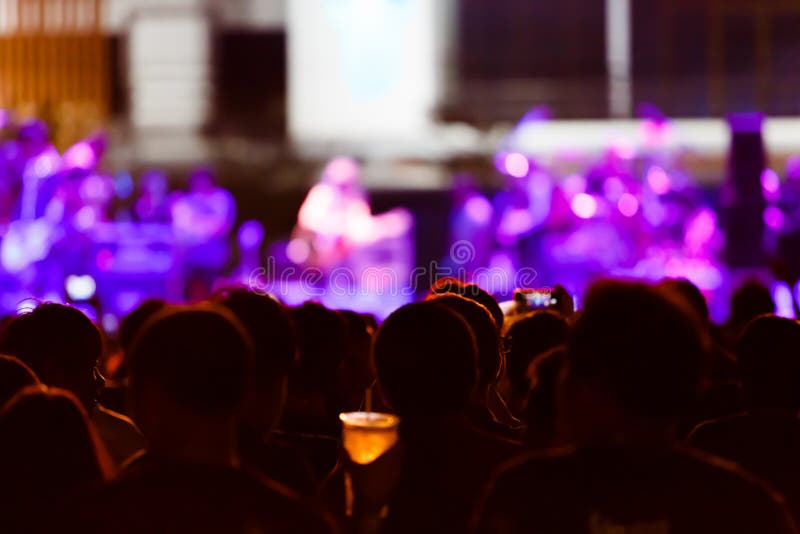 Silhouette Concert in Front of Stage Stock Photo - Image of club ...