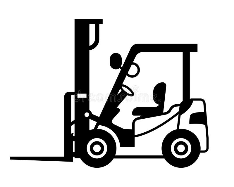 Silhouette of Construction Forklift Vehicle with Elevated Forks in Motion Stock Vector ...