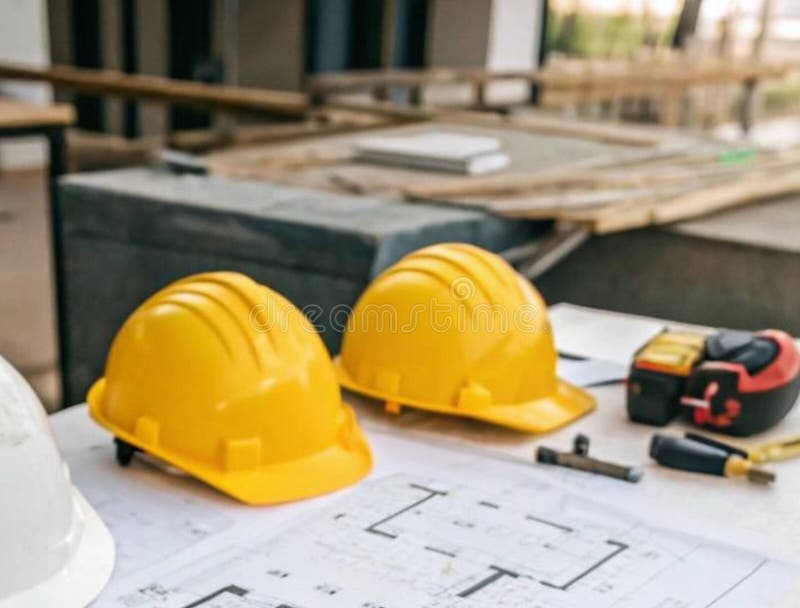 Construction Blueprints, Construction Blueprints with Helmets and Tools ...