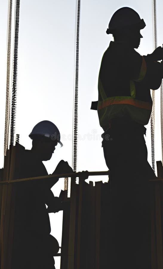 Silhouette of Construction Workers Stock Vector - Illustration of ...