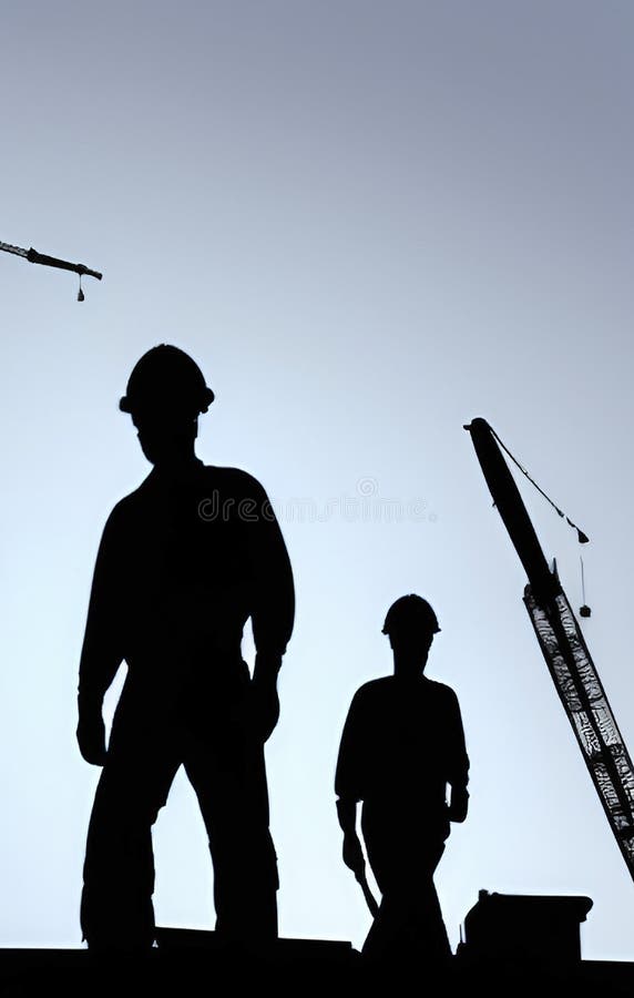 Silhouette of Construction Workers Stock Vector - Illustration of black ...