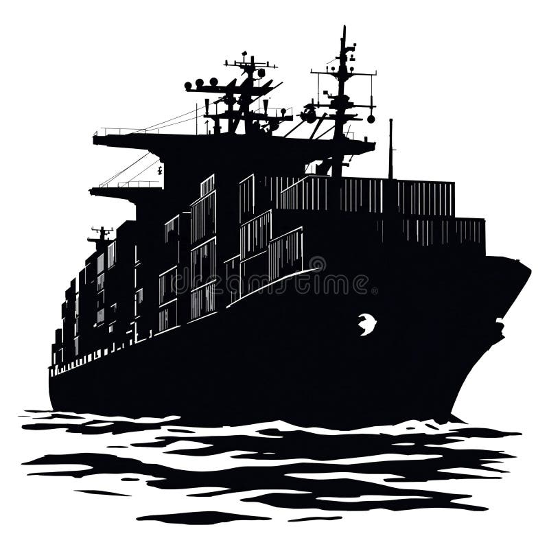 Silhouette Container Ship Clipart Stock Image - Illustration of ...