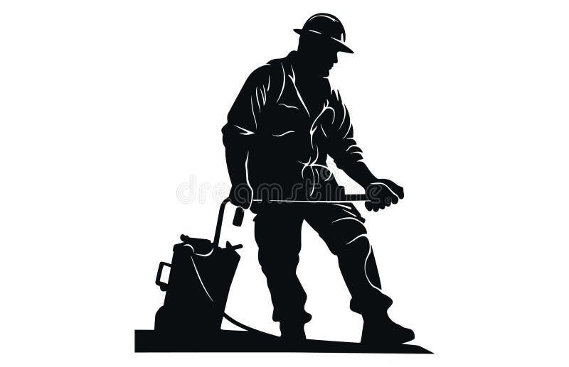 Silhouette Contractor Site Worker Vector Illustration, Set Contractor ...