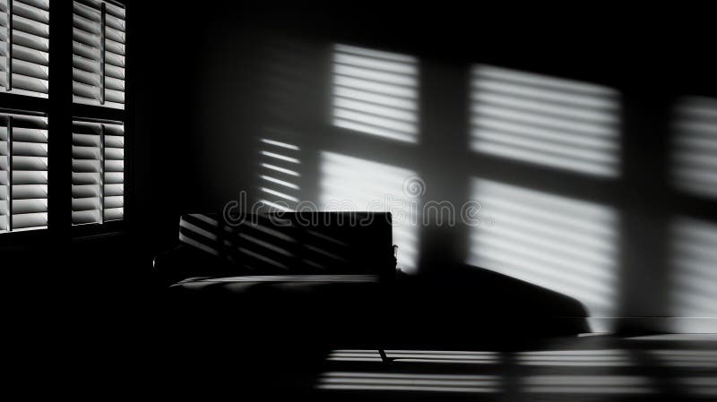 Silhouette of Couch Under Window Light and Shadows. Contrast of Light ...