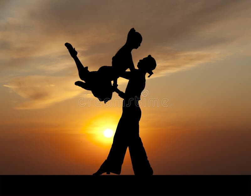 Dance Sunset Silhouettes Dance Sunset Silhouette