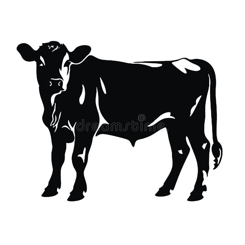 Silhouette of a Cow in Solid Black- Image is Generated Using AI Stock ...