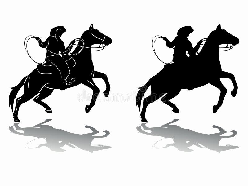 Cowboy Roping Silhouette Clip Art