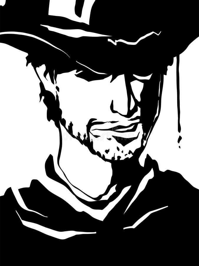 Silhouette Cowboy Portrait Vector Art Unique Design Stock Vector ...
