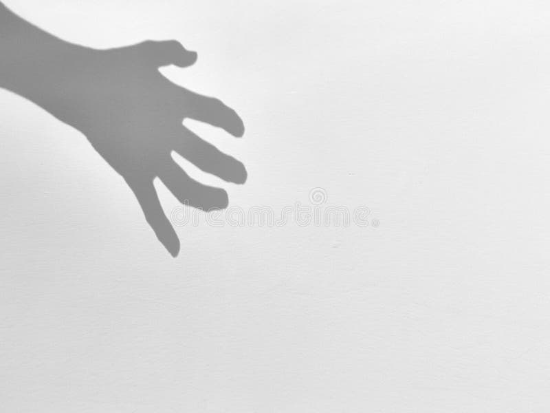 Shadow Silhouette of Hand Raised in Form of Stop Gesture, Copy Space ...