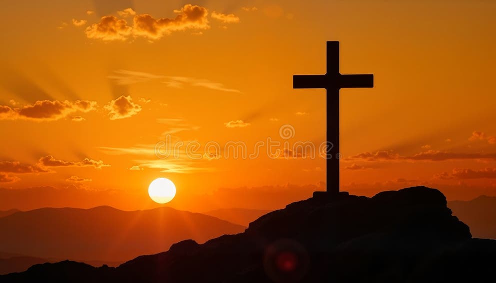 Silhouette of Cross Against Sunset Sky Stock Photo - Image of outdoors ...