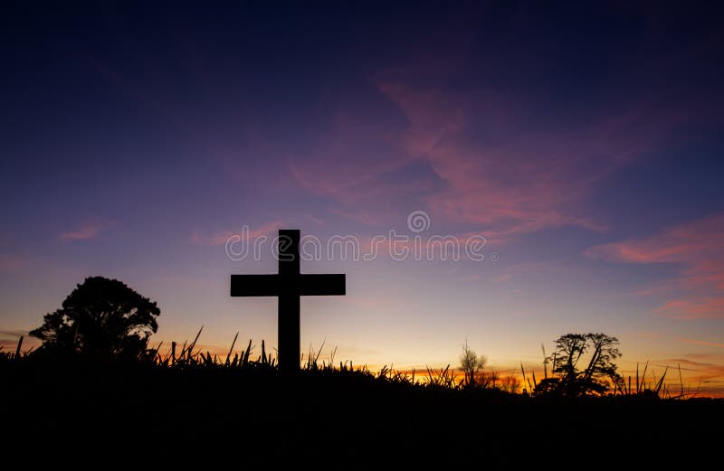 Silhouette Cross Evening Sky Stock Image - Image of holy, religion ...