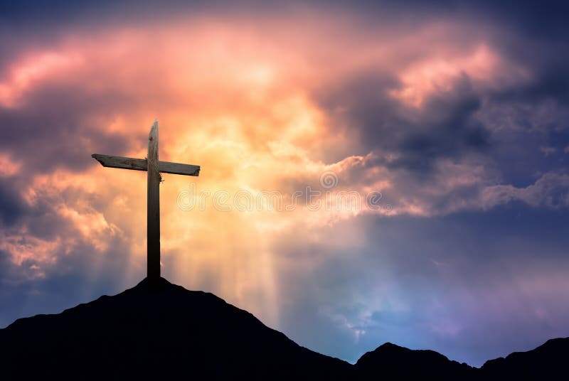 Silhouette of Cross at Sunrise Stock Image - Image of light, religious ...