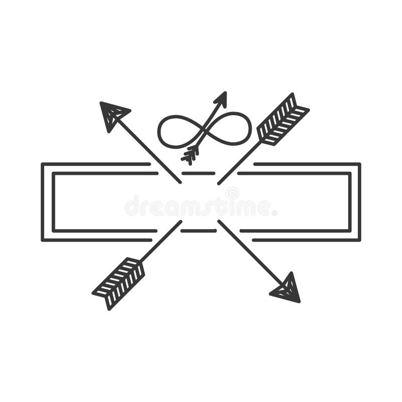 Silhouette with Crossed Arrows on Rectangle Stock Vector - Illustration ...